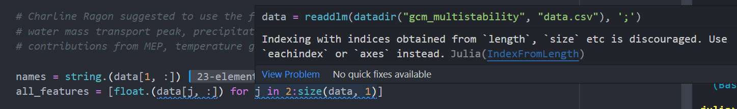 Using `eachindex/axes` suggestion should not be given for ranges that don't start from 1 · Issue ...
