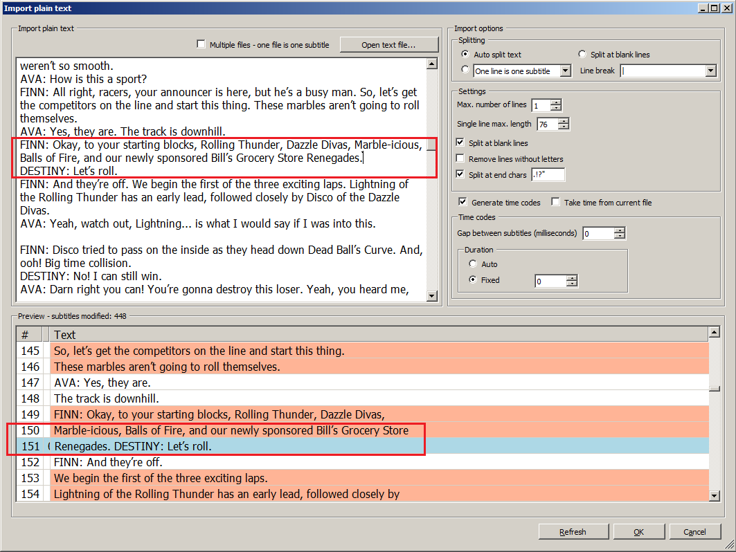 Import plain text not respecting split at end chars/line breaks. · Issue #5160 · SubtitleEdit ...