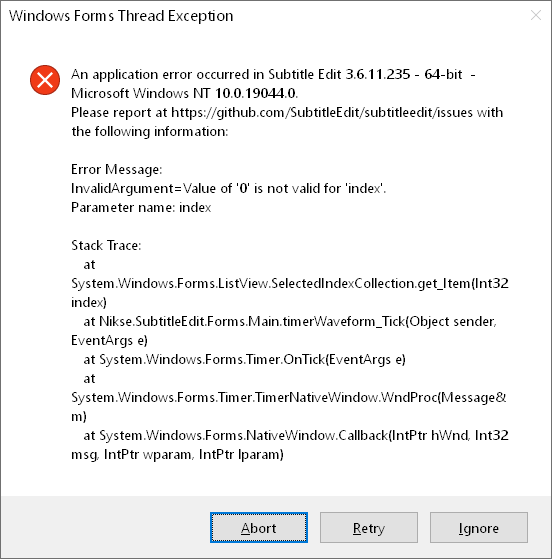 Waveform error · Issue #6797 · SubtitleEdit/subtitleedit · GitHub