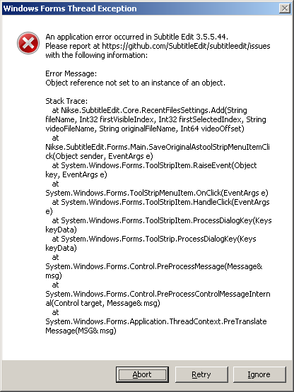 Error attempting to save file · Issue #2744 · SubtitleEdit/subtitleedit ...