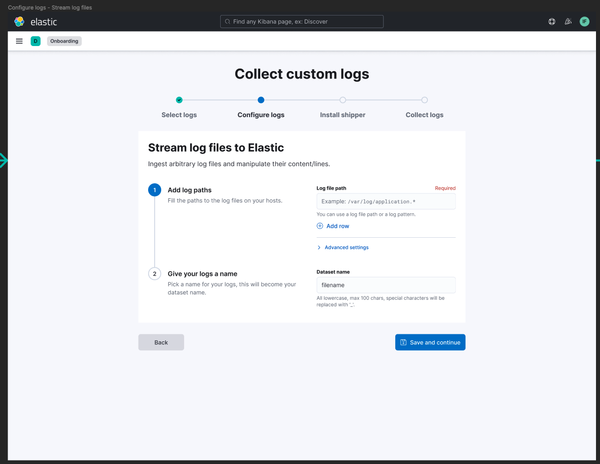 [Logs Onboarding] Custom logs: Configure logs · Issue #155964 · elastic/kibana · GitHub