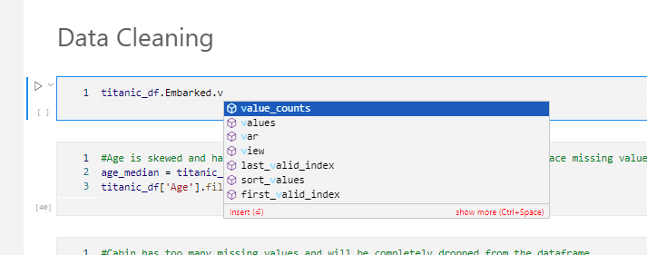 Notebooks - Intellisense not helpful if using . to select pandas df column · Issue #8080 ...