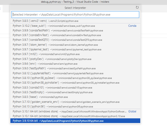 Python 39 Environments Not Showing Up In Kernel List But Are In Interpreter List · Issue 8993