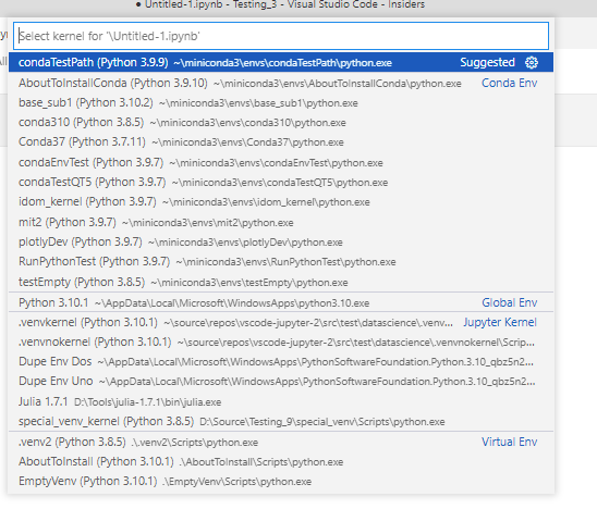With Non Raw Kernels We Dont Prompt Users To Select An Interpreter With Jupyter Instead We