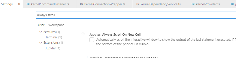 Interactive window does not scroll down automatically when commands are sent from the editor ...