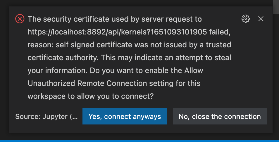Cannot connect to a remote kernel · Issue #9758 · microsoft/vscode-jupyter · GitHub