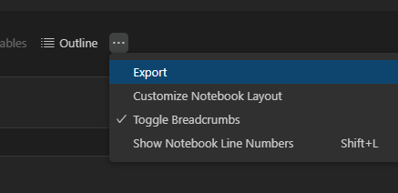 Export command in Notebook Toolbar not enabled · Issue #10253 · microsoft/vscode-jupyter · GitHub