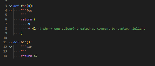 Wrong code color syntax highlighting due to docstring · Issue #3556 · microsoft/pylance-release ...