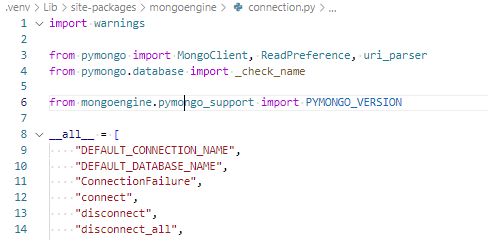 Cannot resolve imports for mongoengine project · Issue #3222 · microsoft/pylance-release · GitHub
