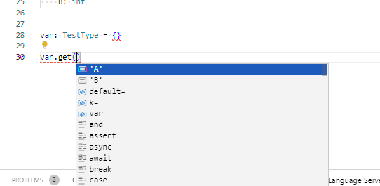 Autocomplete Keys for get method · Issue #3994 · microsoft/pylance-release · GitHub
