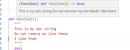 Hover for user code should not remove line feeds · Issue #4379 · microsoft/pylance-release · GitHub