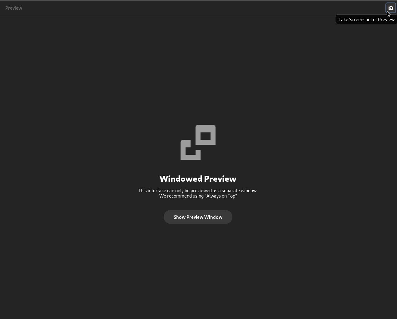 The screenshot button should be hidden when the preview window is not open · Issue #65 ...