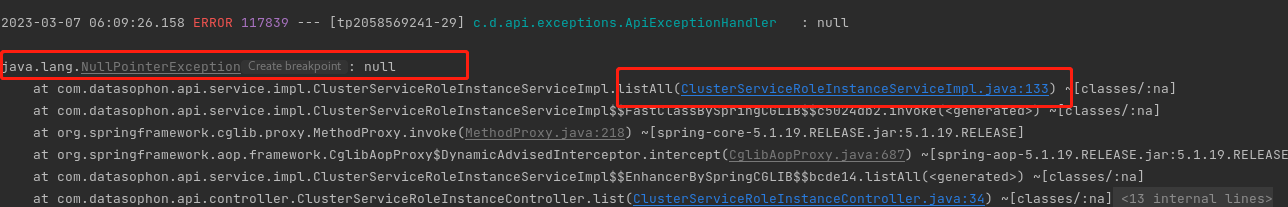 Bug Cluster Service Role When The Second Page Is Clicked A Nullpointerexception Isthrown