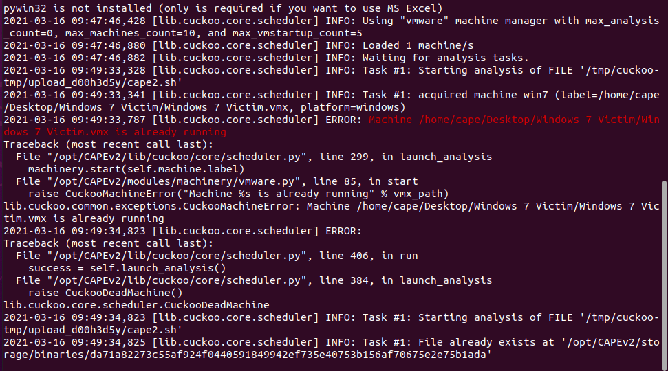 No activity on guest vm and no processing · Issue #463 · kevoreilly/CAPEv2 · GitHub