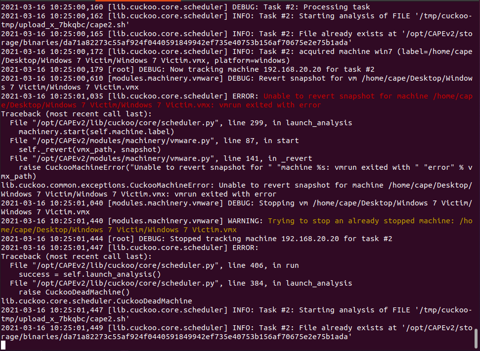 No activity on guest vm and no processing · Issue #463 · kevoreilly/CAPEv2 · GitHub