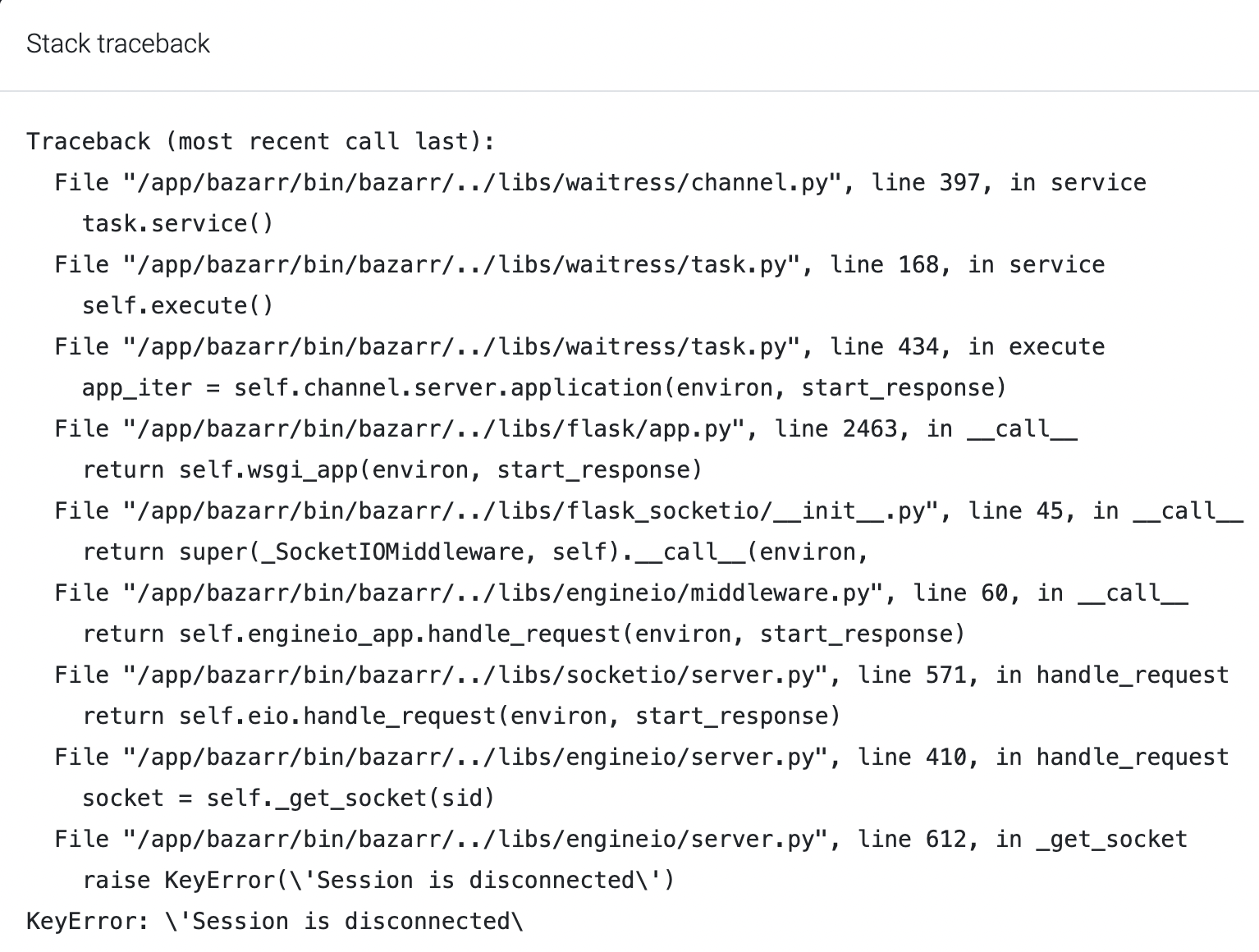 Exception while serving /bazarr/api/socket.io/ · Issue #1613 · morpheus65535/bazarr · GitHub