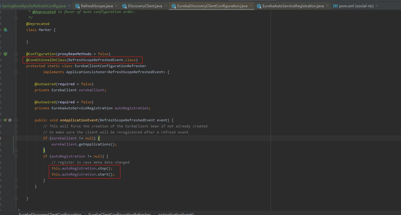 使用refreshScope.refresh(beanName) eureka-client 将会进行重启 · Issue #4467 · apolloconfig/apollo · GitHub