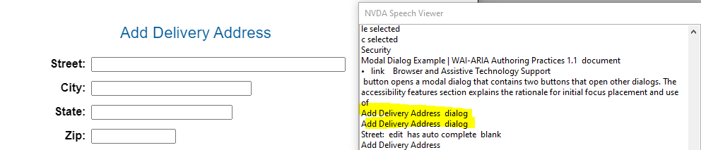 [Accessibility] NVDA is not reading modal popup as dialog · Issue ...