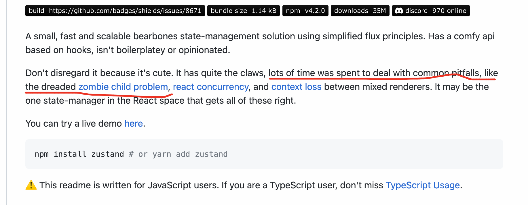 about "Zombie child" described in ReadMe · pmndrs zustand · Discussion #1504 · GitHub