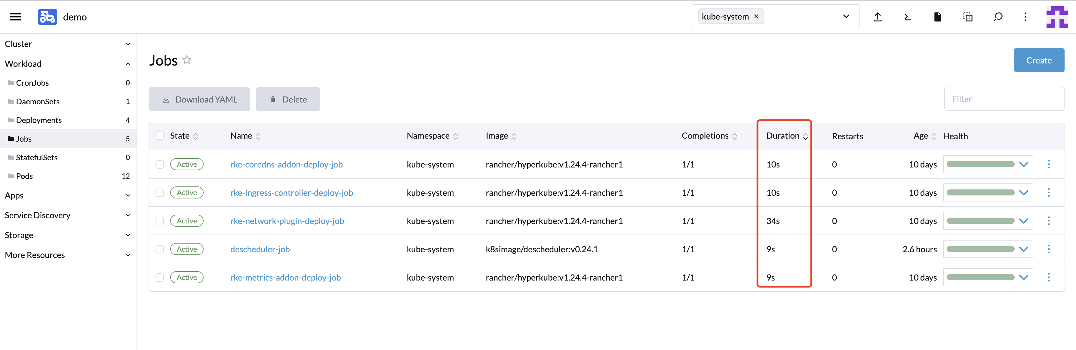 Job list Duration field is sorted incorrectly · Issue #6899 · rancher/dashboard · GitHub