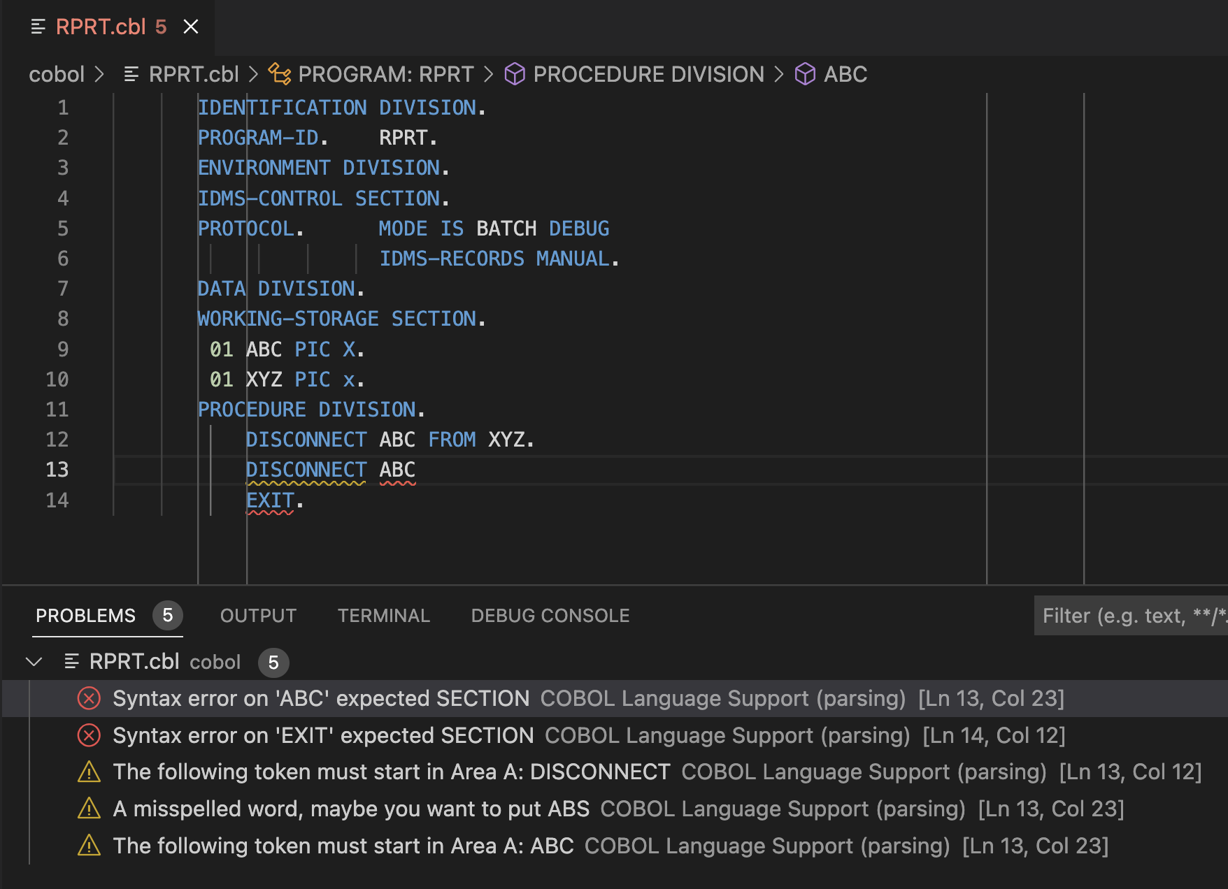 Error Messages For An Unfinished Dialect Statement Are Confusing · Issue 1589 · Eclipse Che4z