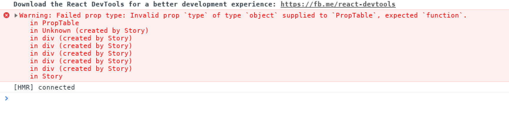 Failed prop type: Invalid prop `type` of type `object` supplied to ...
