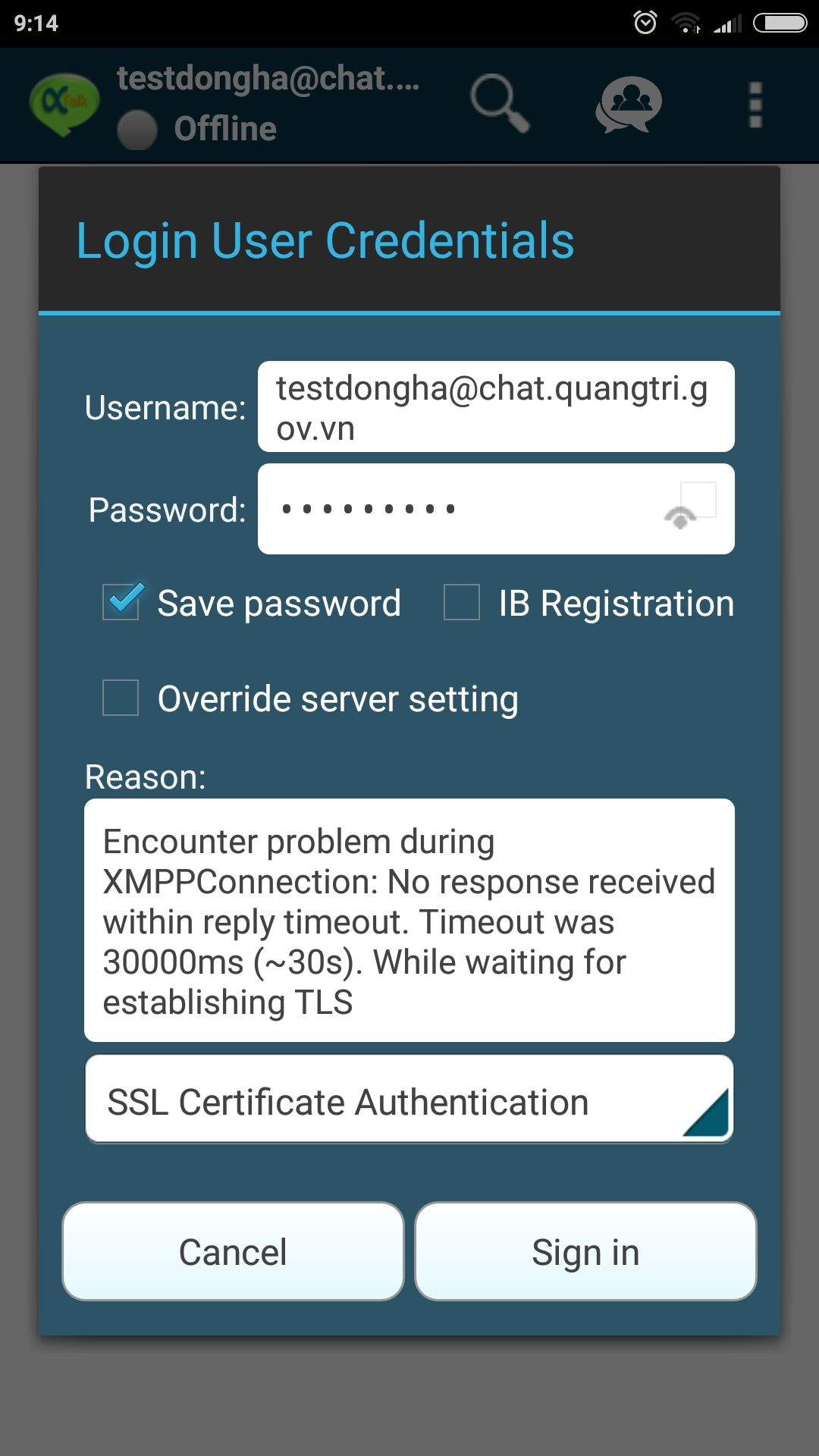 Error when connection to xmpp server · Issue #16 · cmeng-git/atalk-android · GitHub