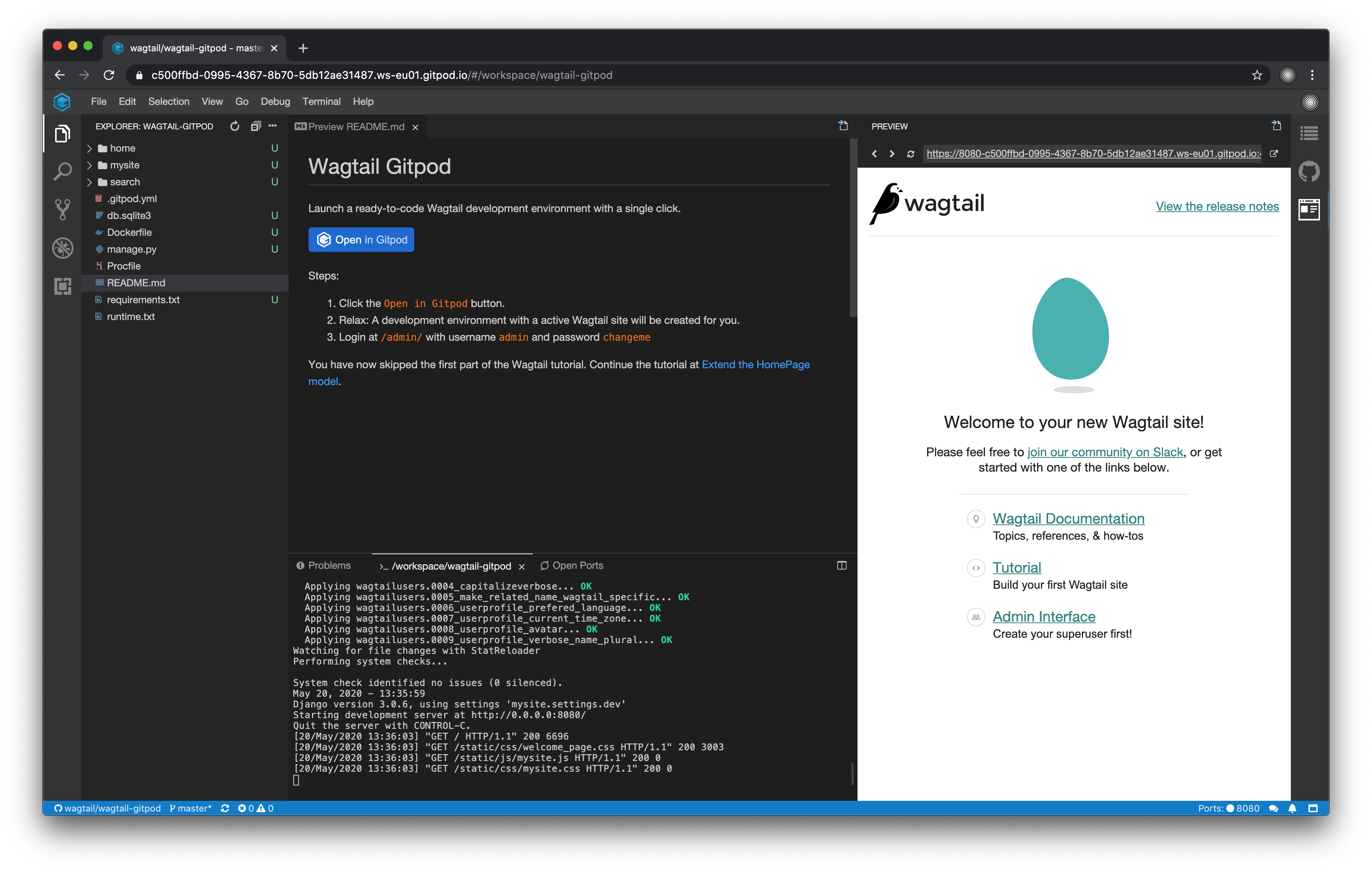 Launch A Ready to code Wagtail Live Development Environment With A 