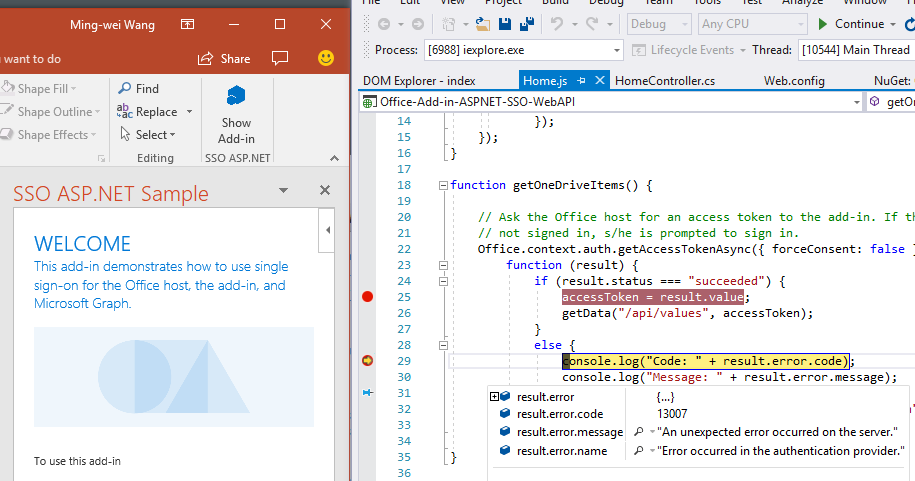 Getaccesstokenasync Returns Error 13007 · Issue 4 · Officedevoffice Add In Aspnet Sso · Github 3737