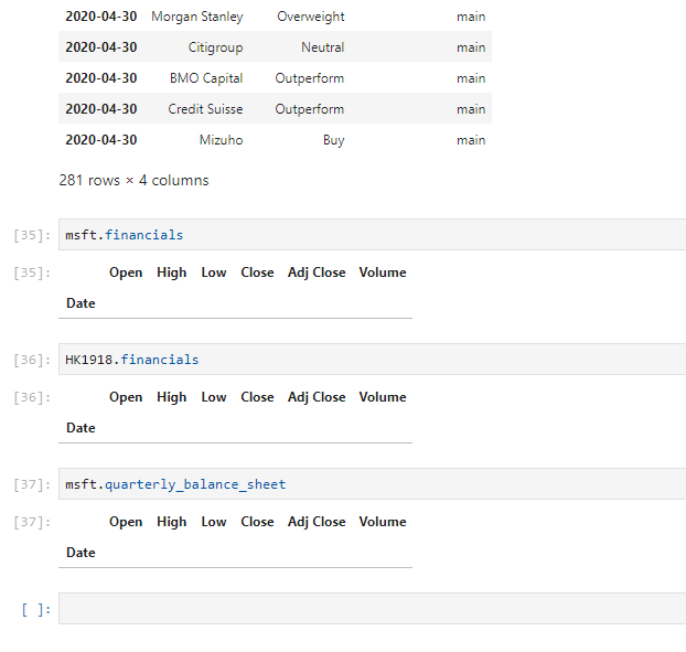 commands to pull financial data doesn't work · Issue #283 · ranaroussi/yfinance · GitHub