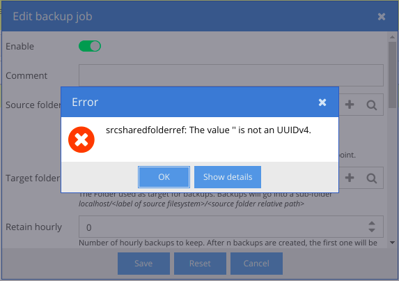"srcsharedfolderref: The value '' is not an UUIDv4" Error · Issue #22 · OpenMediaVault-Plugin ...