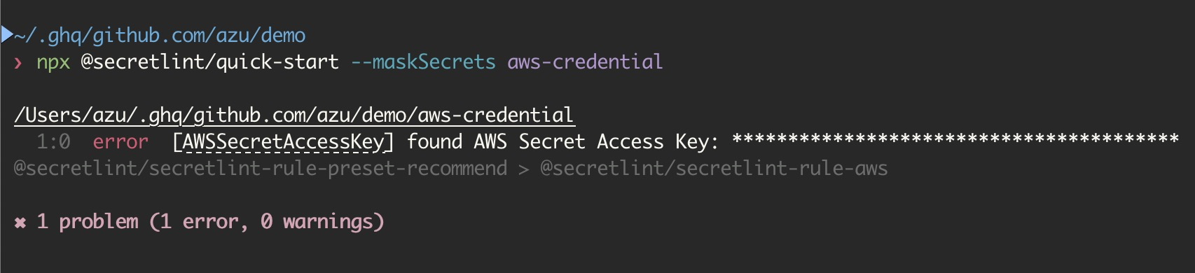 Option or formatter to not echo the actual secret to stdout · Issue #176 · secretlint/secretlint ...