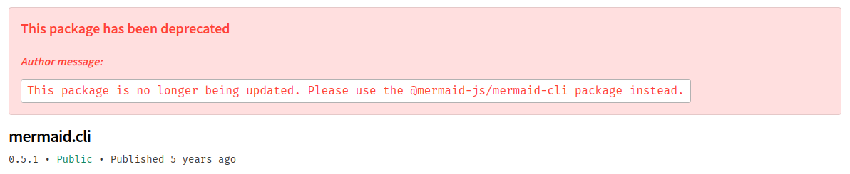 Deprecate mermaid.cli or @mermaid-js/mermaid-cli? · Issue #433 · mermaid-js/mermaid-cli · GitHub