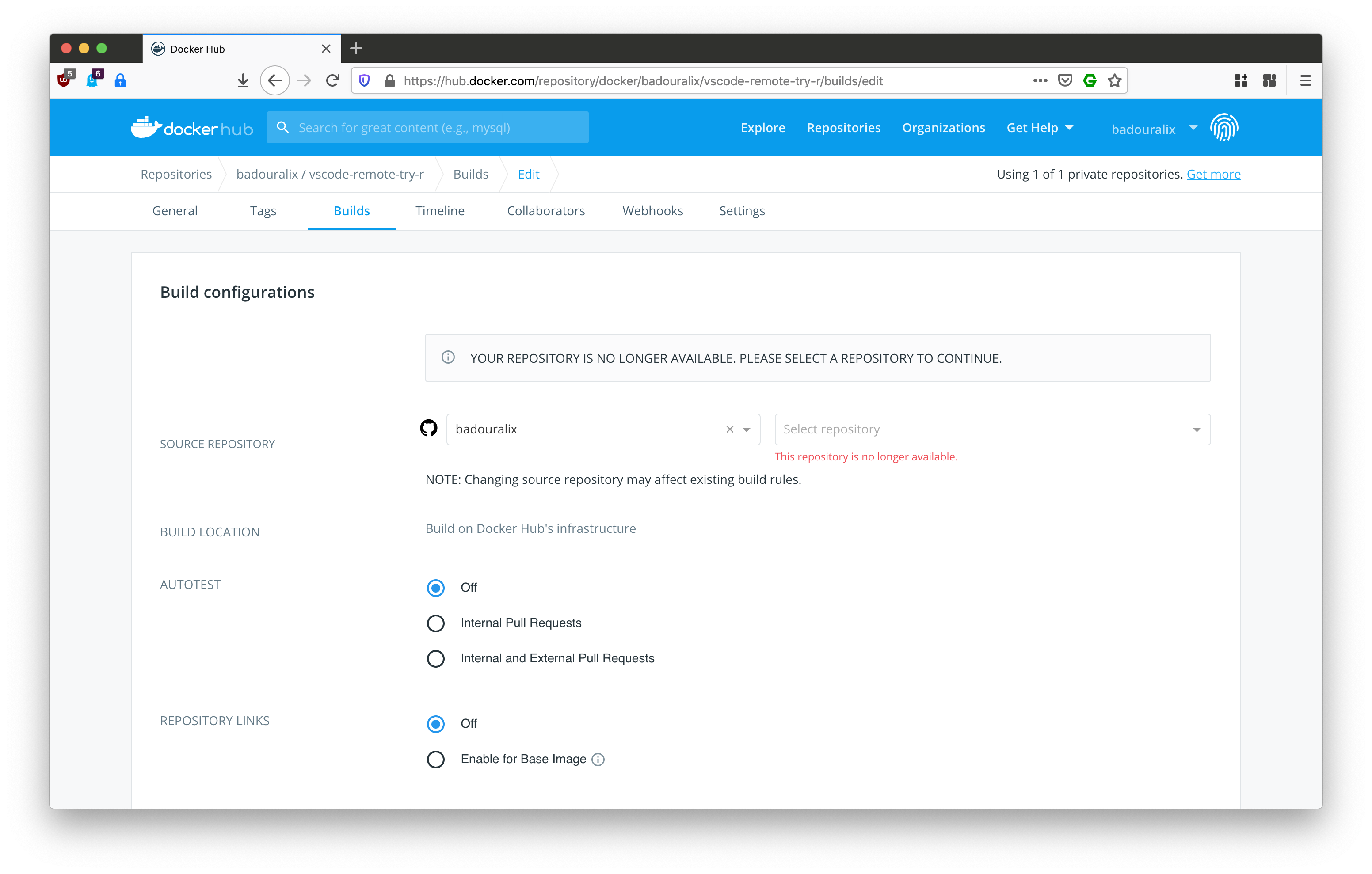 Build configuration does not display more than 30 github repositories · Issue #1995 · docker/hub ...