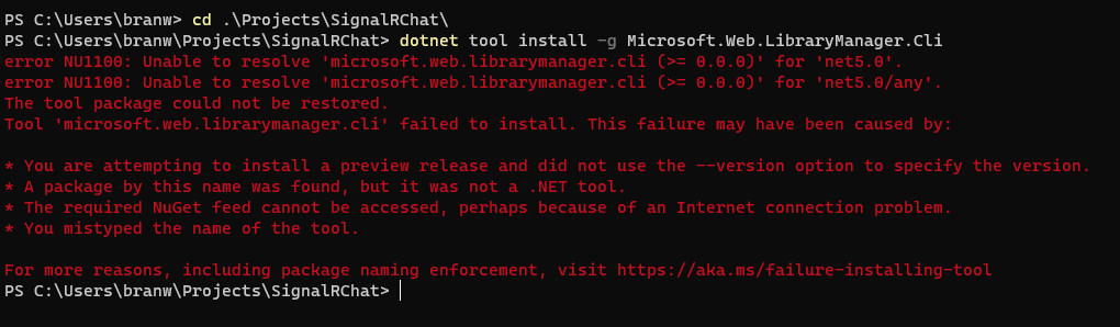 Unable to Install With .NET 5.0 Windows · Issue #641 · aspnet/LibraryManager · GitHub