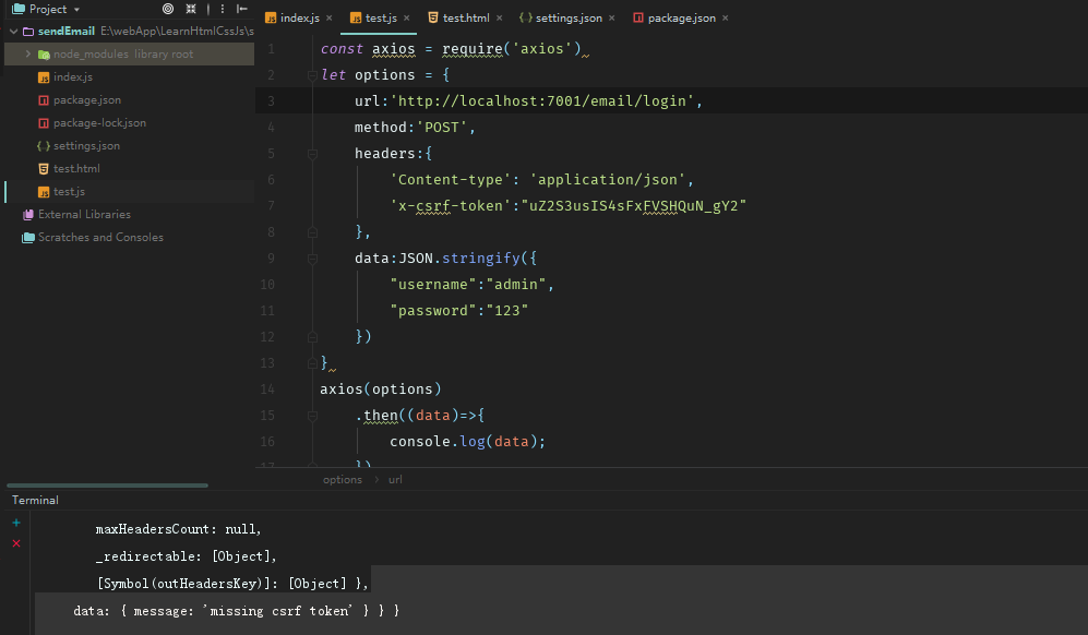为什么postman发送的请求x-csrf-token可以被解析，axios发送的请求返回missing csrf token？ · Issue #3050 · eggjs/egg · GitHub