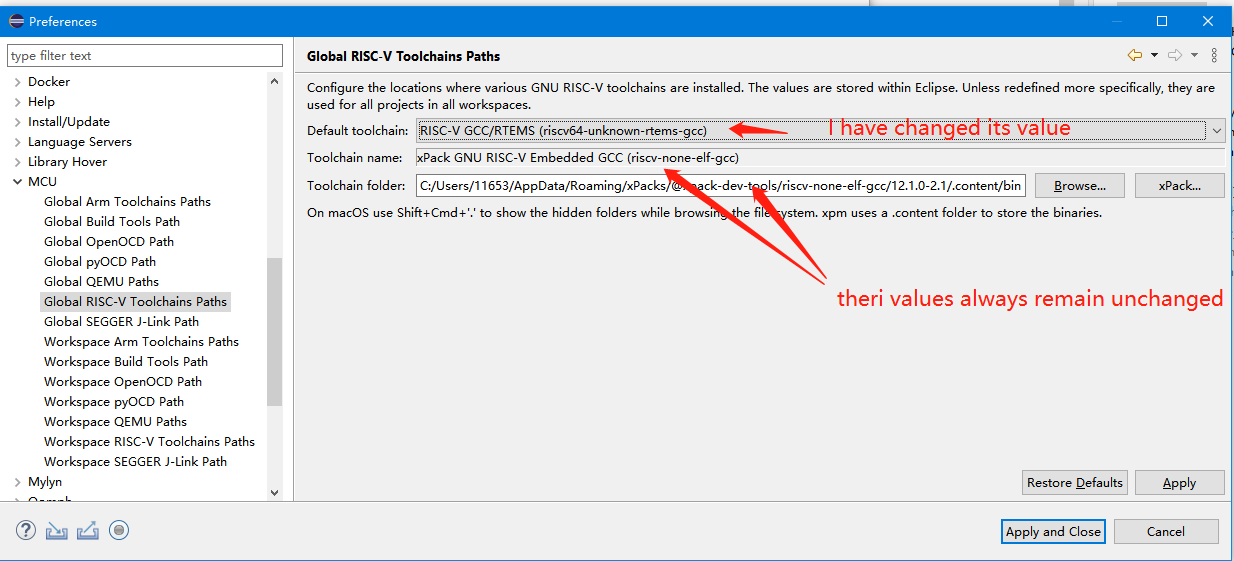 Global RISC-V Toolchains name does not change with dropdown box · Issue #574 · eclipse-embed-cdt ...
