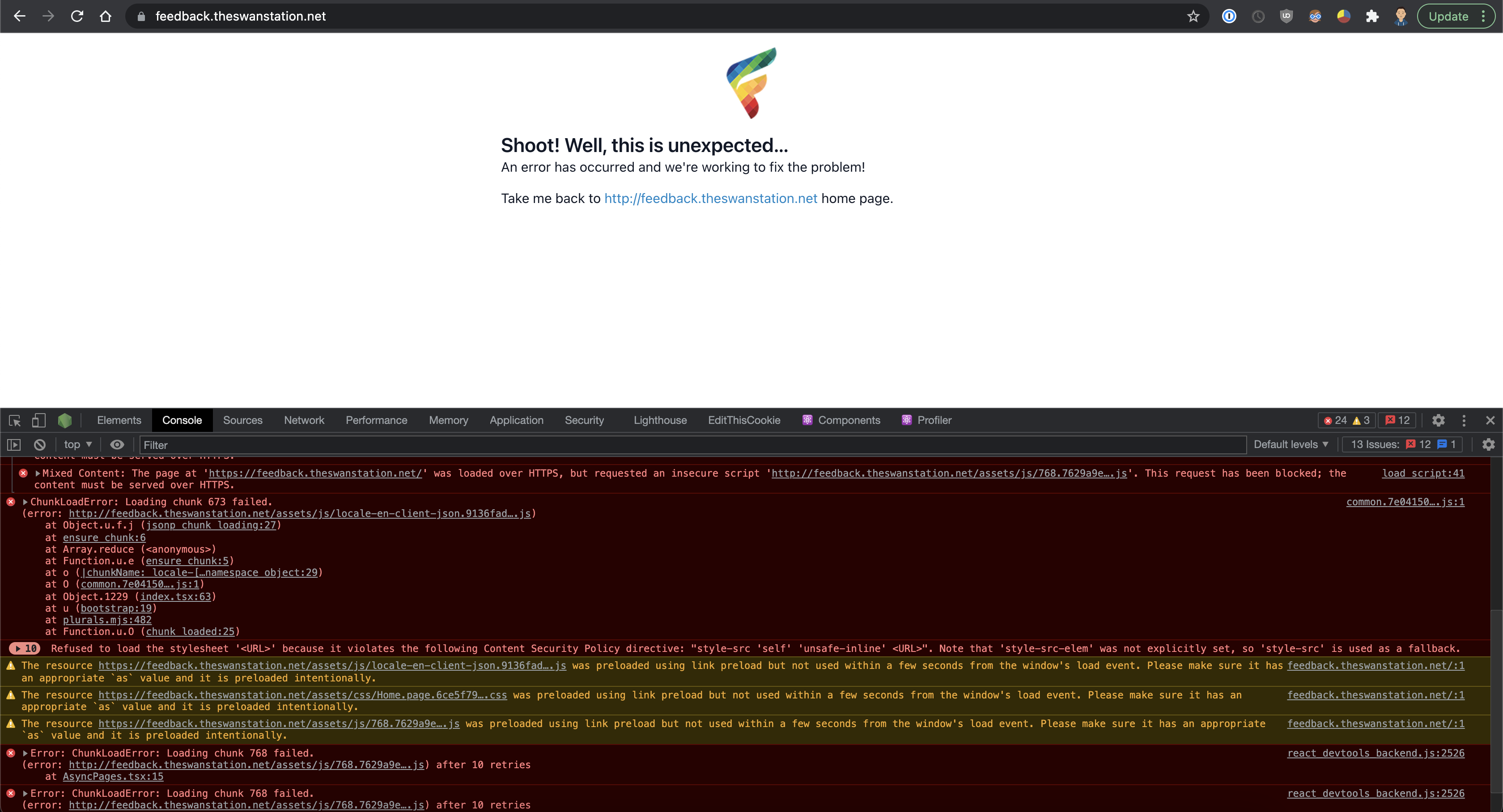 [BUG] Error "Mixed Content: The page was loaded over HTTPS, but requested an insecure script ...