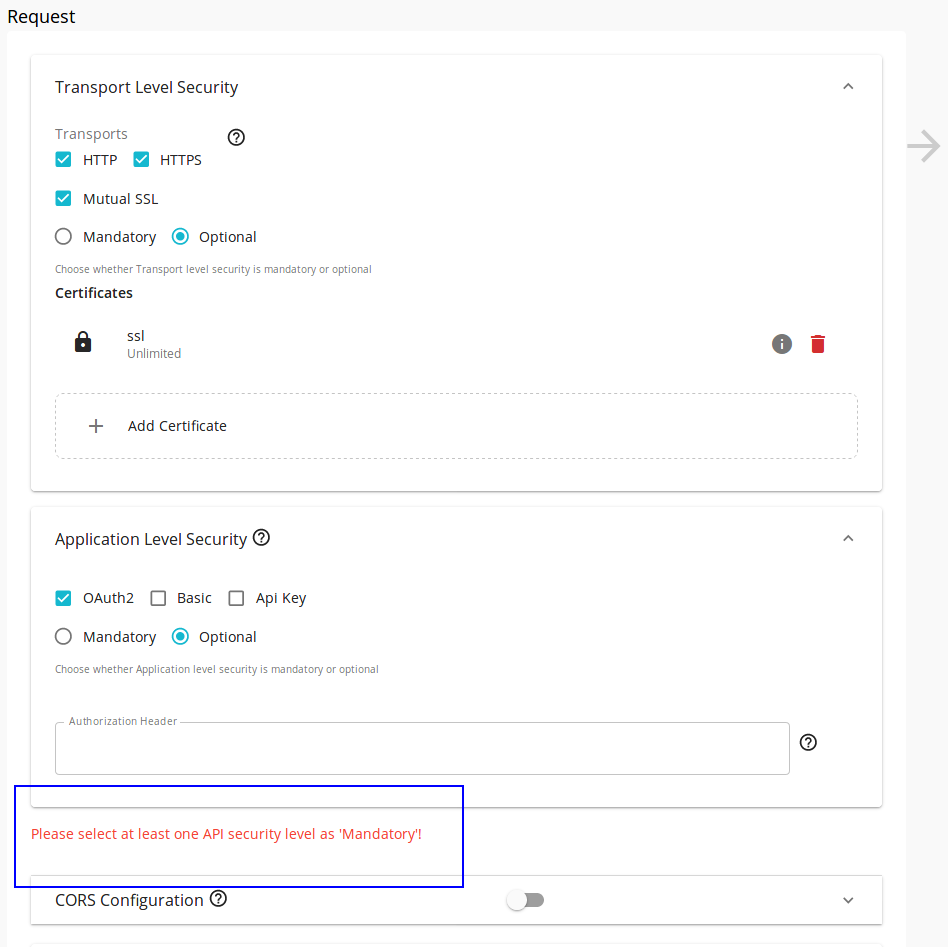 No mandatory API security is added for migrated APIs that are secured ...