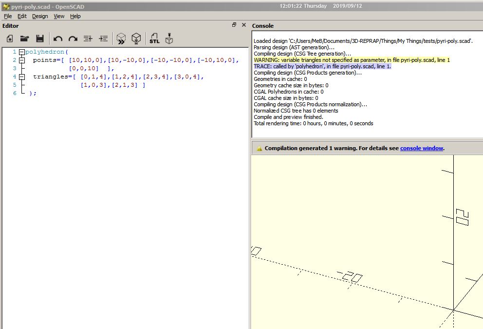 Incorrect warning for triangles= param in polyhedron · Issue #3072 · openscad/openscad · GitHub