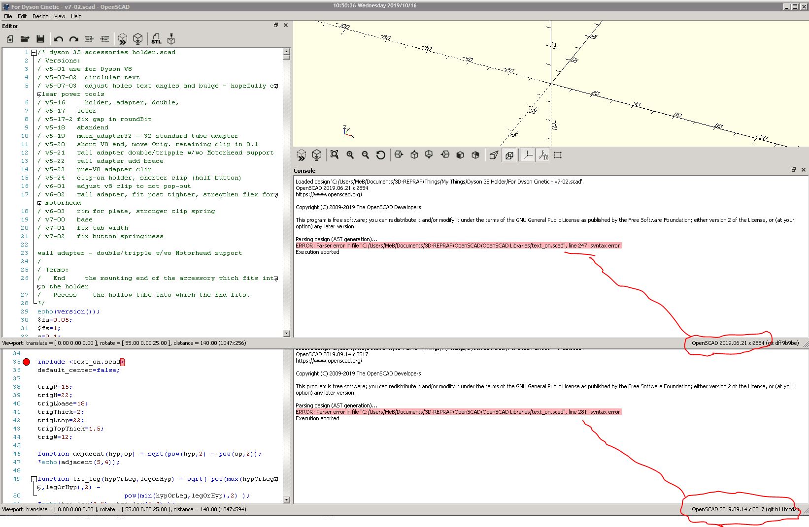 Wrong line number of included file in error message · Issue #3093 · openscad/openscad · GitHub