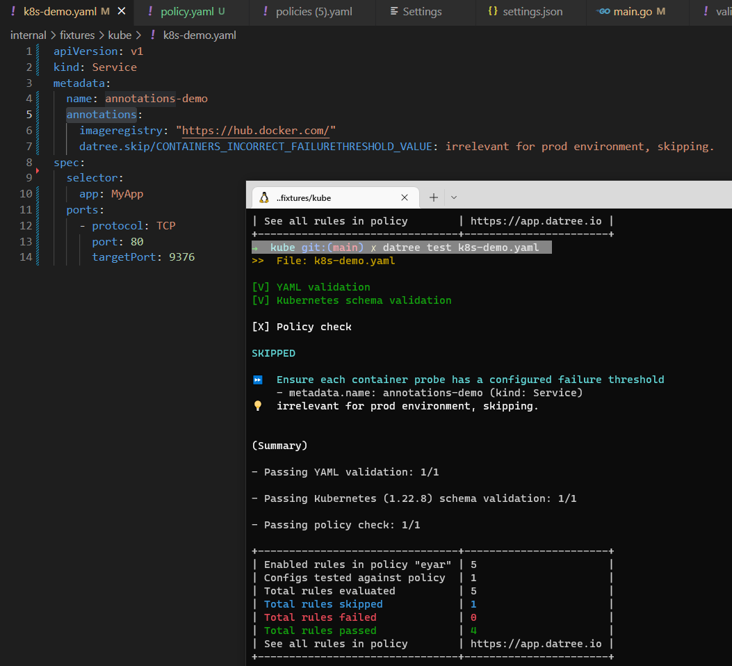 Ignore policy violation via inline comment annotation in yaml file · Issue #726 · datreeio ...