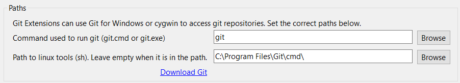 Main settings window reports Git shell tools not available/configured ...