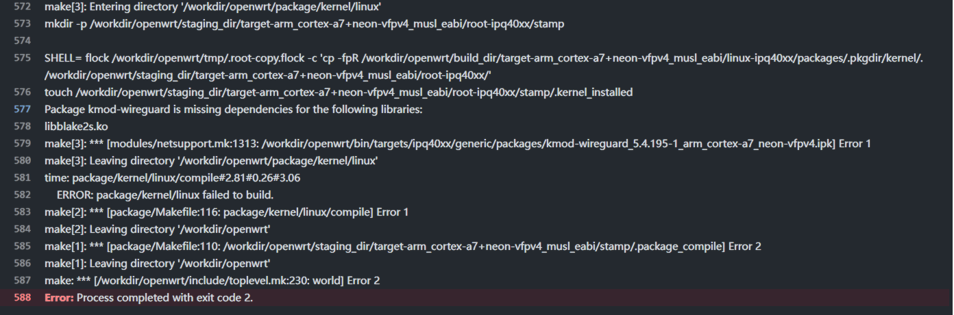勾选Wireguard编译出错，提示缺少libblake2s.ko · Issue #9483 · coolsnowwolf/lede · GitHub