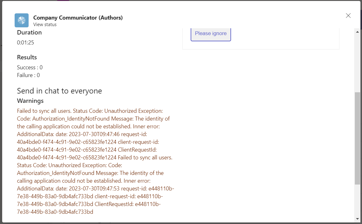 Error sending Message to Everyone and M365 groups · Issue #1107 · OfficeDev/microsoft-teams-apps ...