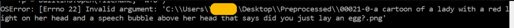 "Add Caption" textual inversion preprocessing attempts to include invalid characters · Issue ...
