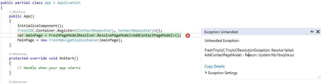 FreshTinyIoC.TinyIoCResolutionException · Issue #3921 · xamarin/Xamarin.Forms · GitHub