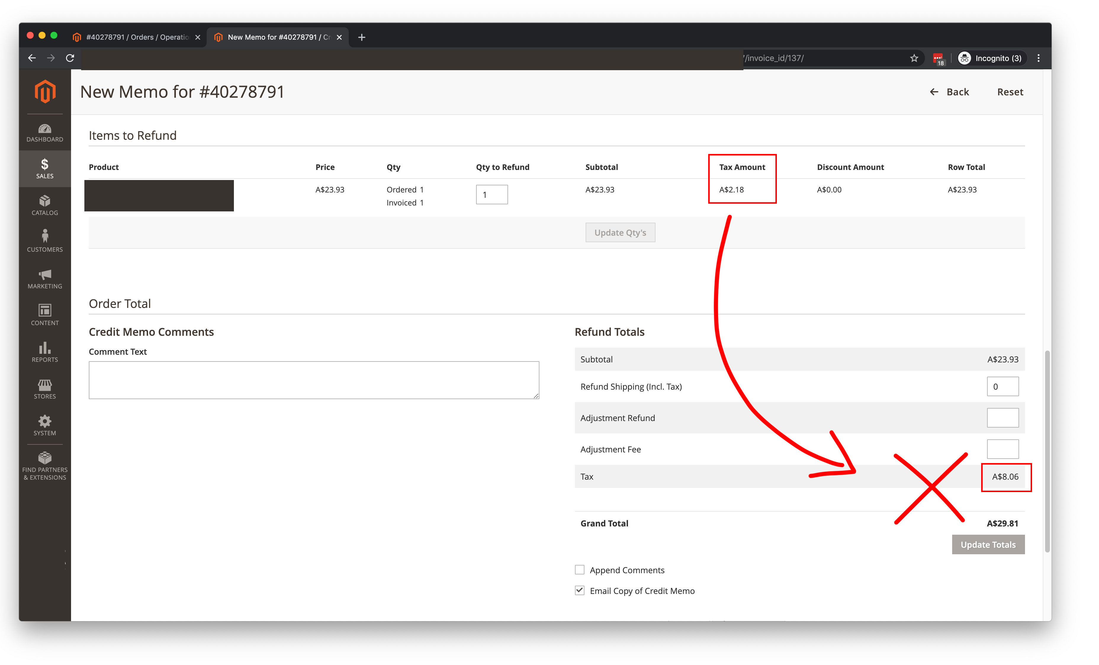 Braintree credit memo for partial invoice tax amount incorrect · Issue #28347 · magento/magento2 ...