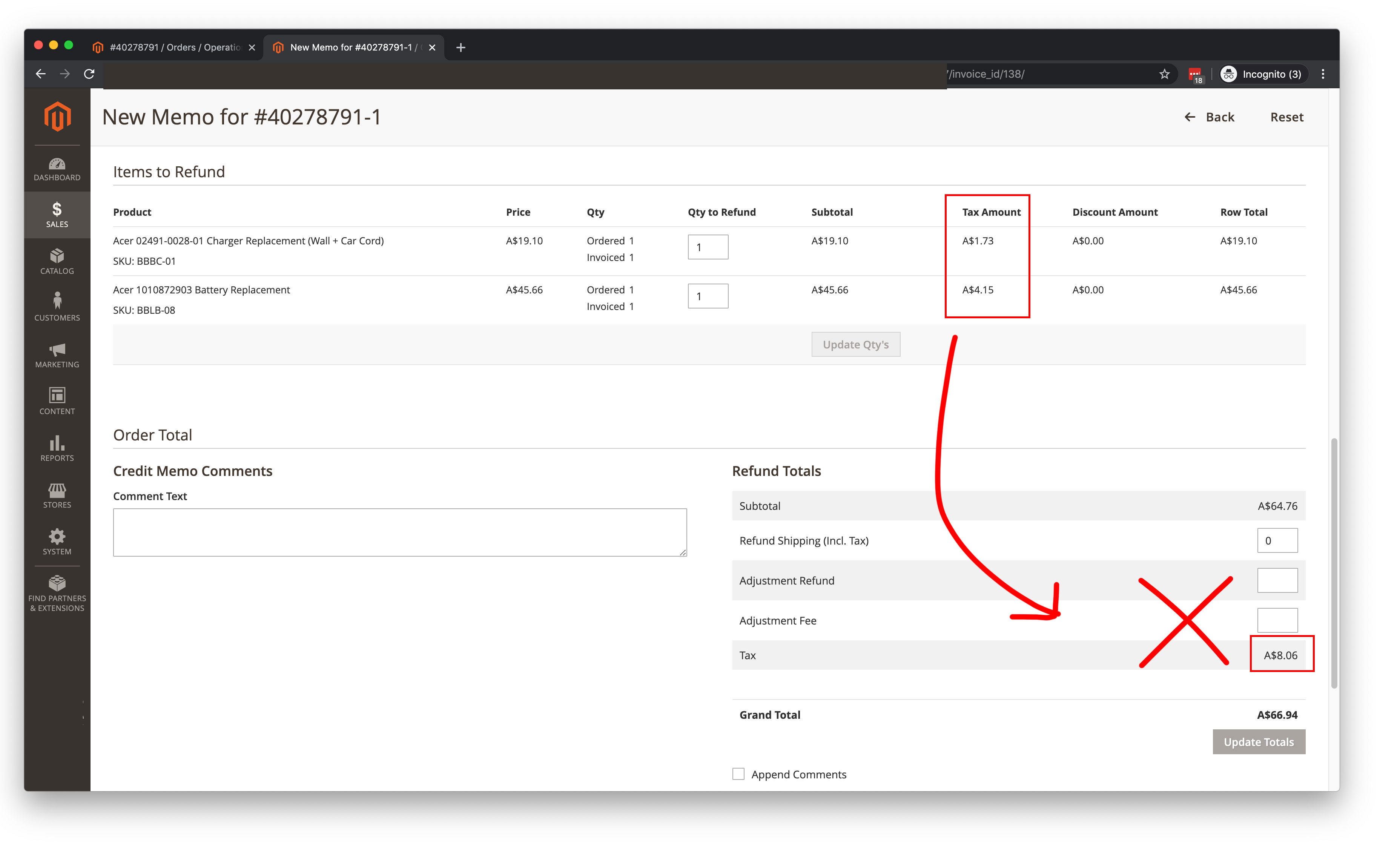 Braintree credit memo for partial invoice tax amount incorrect · Issue #28347 · magento/magento2 ...