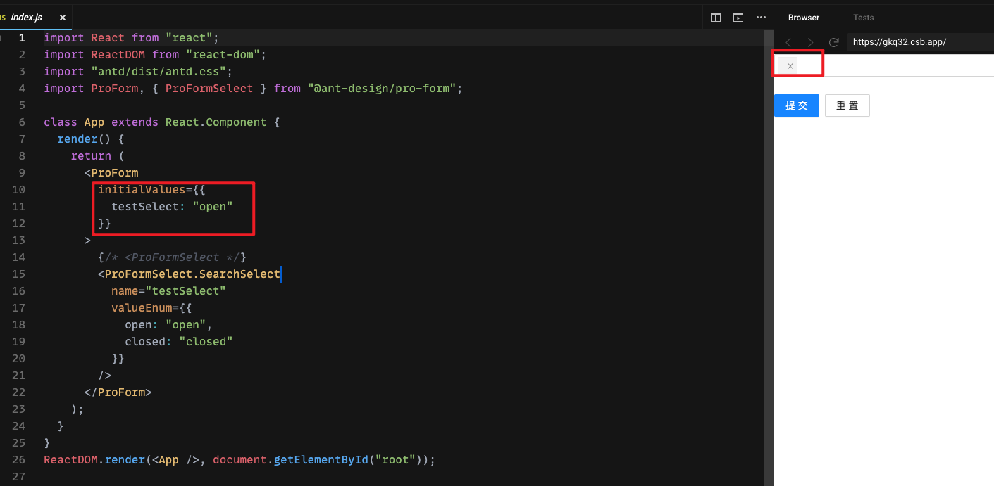 🐛[BUG] ProFormSelect加上.SearchSelect后initialValues无效 · Issue #2110 · ant-design/pro-components ...